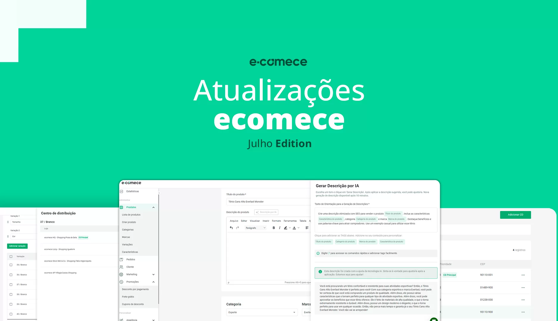 Novidades na Plataforma ecomece em Julho - ecomece